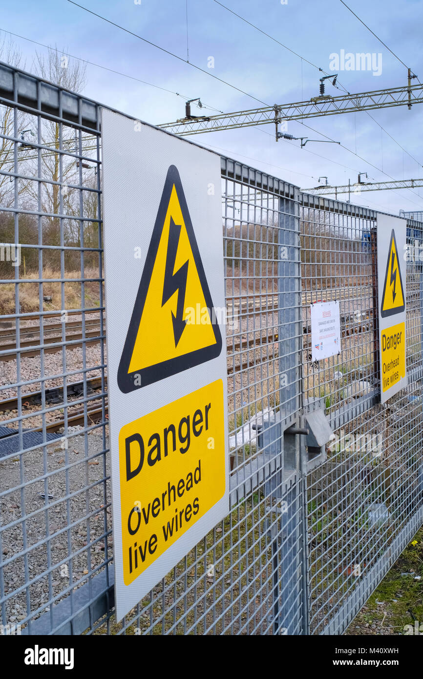 Caution cables wires warning sign hi-res stock photography and images ...