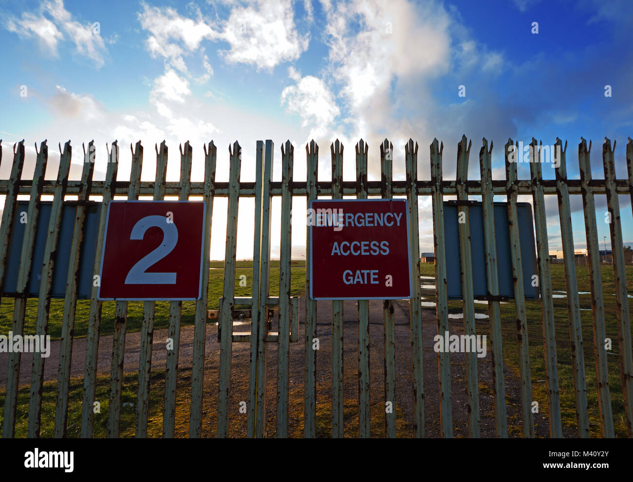 Emergency access gate at the end of the main taxiway at Liverpool John ...