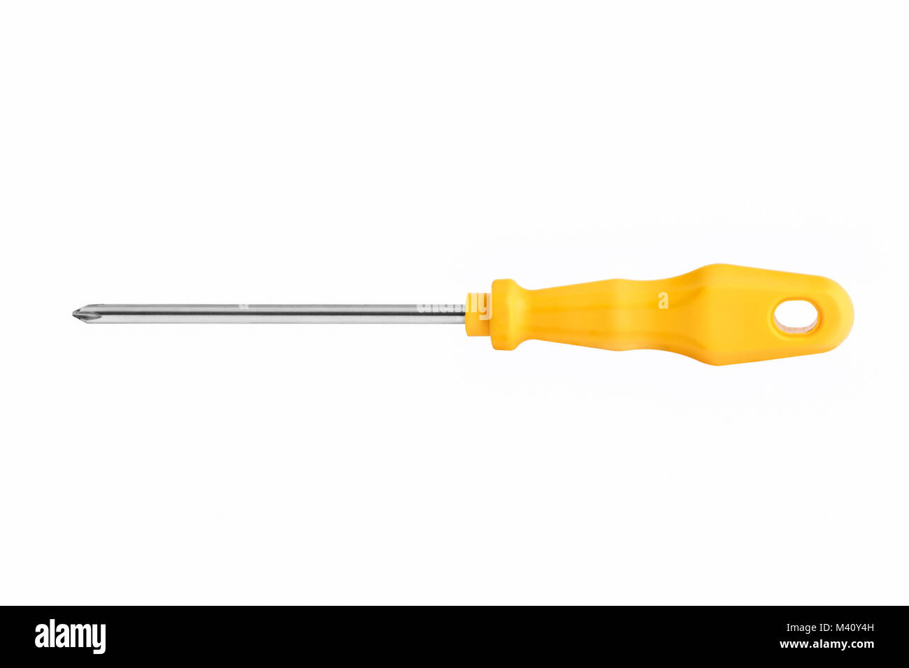 Philips or cross yellow screwdriver on white background Stock Photo - Alamy