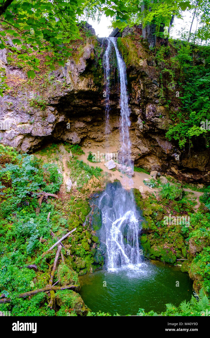 Beautiful spring forest waterfall near Lillafured, Hungary Stock Photo ...