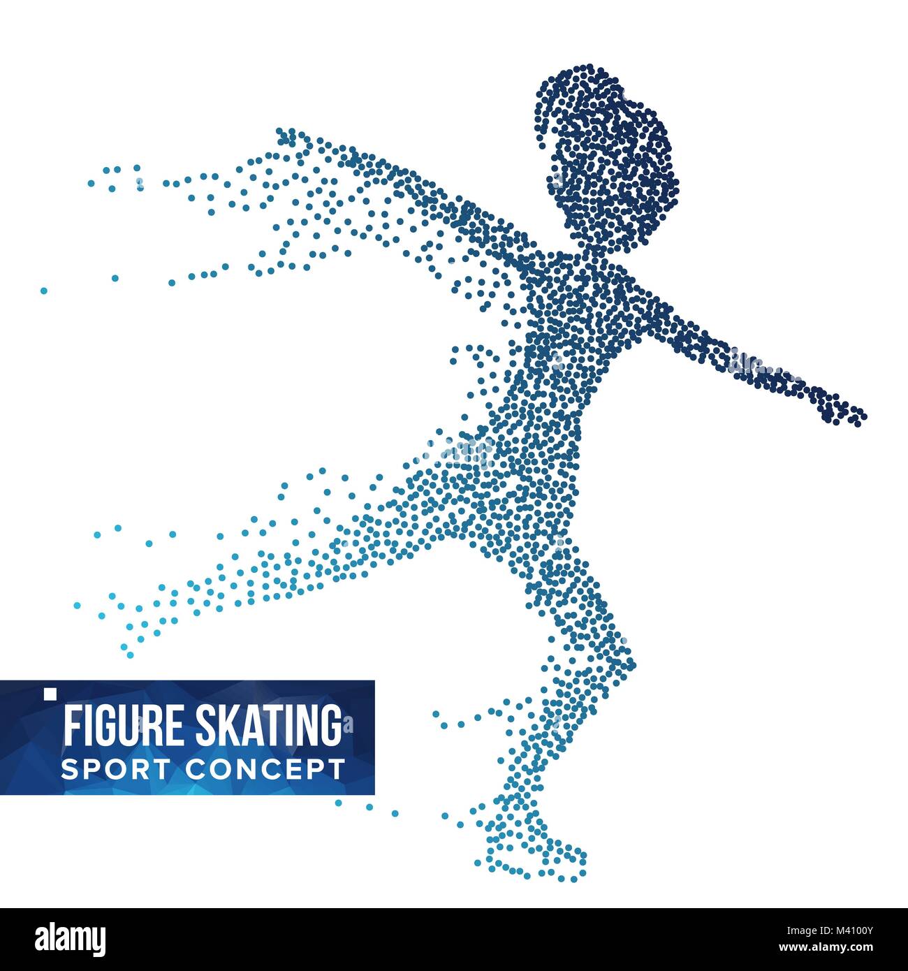 Figure Skating Player Silhouette Vector. Halftone Dots. Dynamic Ice ...