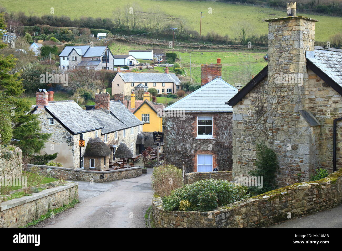 Old houses in the jurassic coast of england hi-res stock photography ...