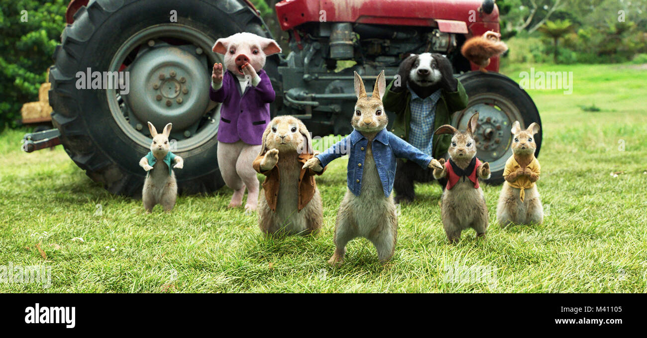 PETER RABBIT, from left: Cottontail (voice: Daisy Ridley), Pigling ...