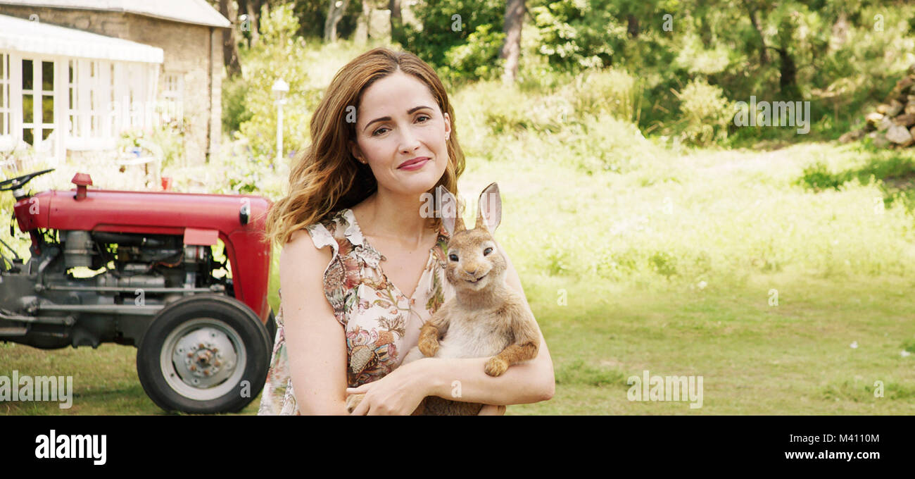 PETER RABBIT, from left: Rose Byrne, Peter Rabbit (voice: James Corden ...