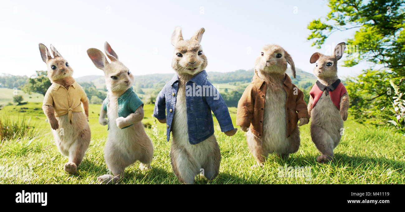 PETER RABBIT, from left: Mopsy (voice: Elizabeth Debicki), Cottontail ...