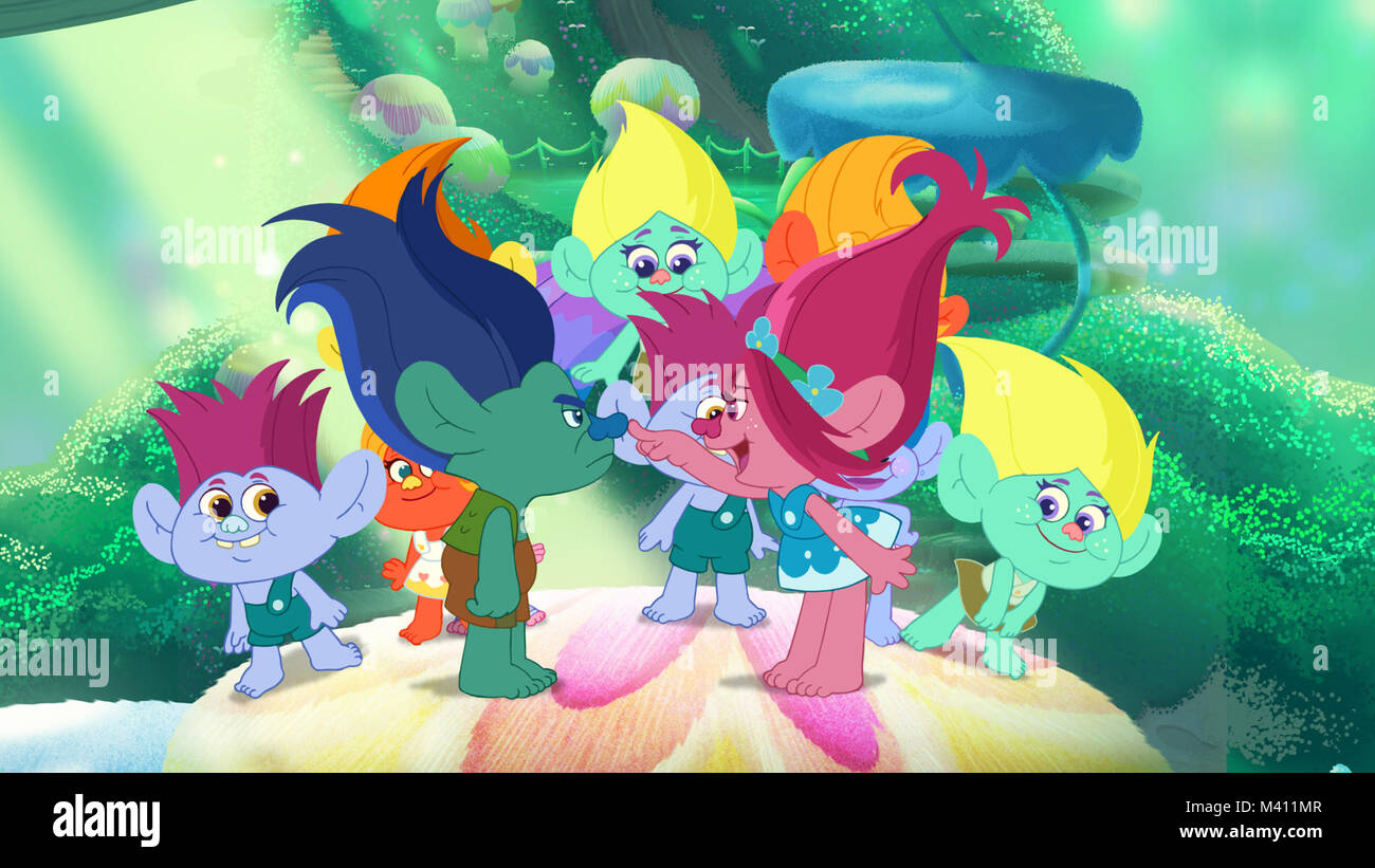 TROLLS: THE BEAT GOES ON, foreground l-r: Branch, Poppy, (Season 1 ...
