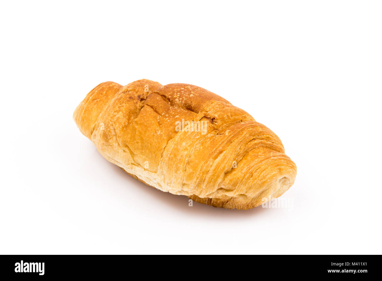 Traditional france breakfest croissant with chocolate isolated on white ...