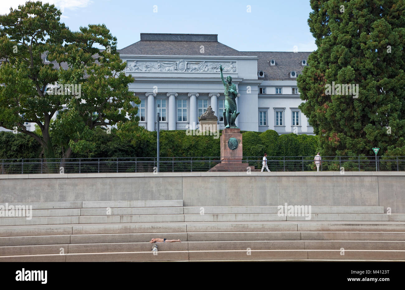 Prince-elector castle at riverbank of Rhine river, french early ...