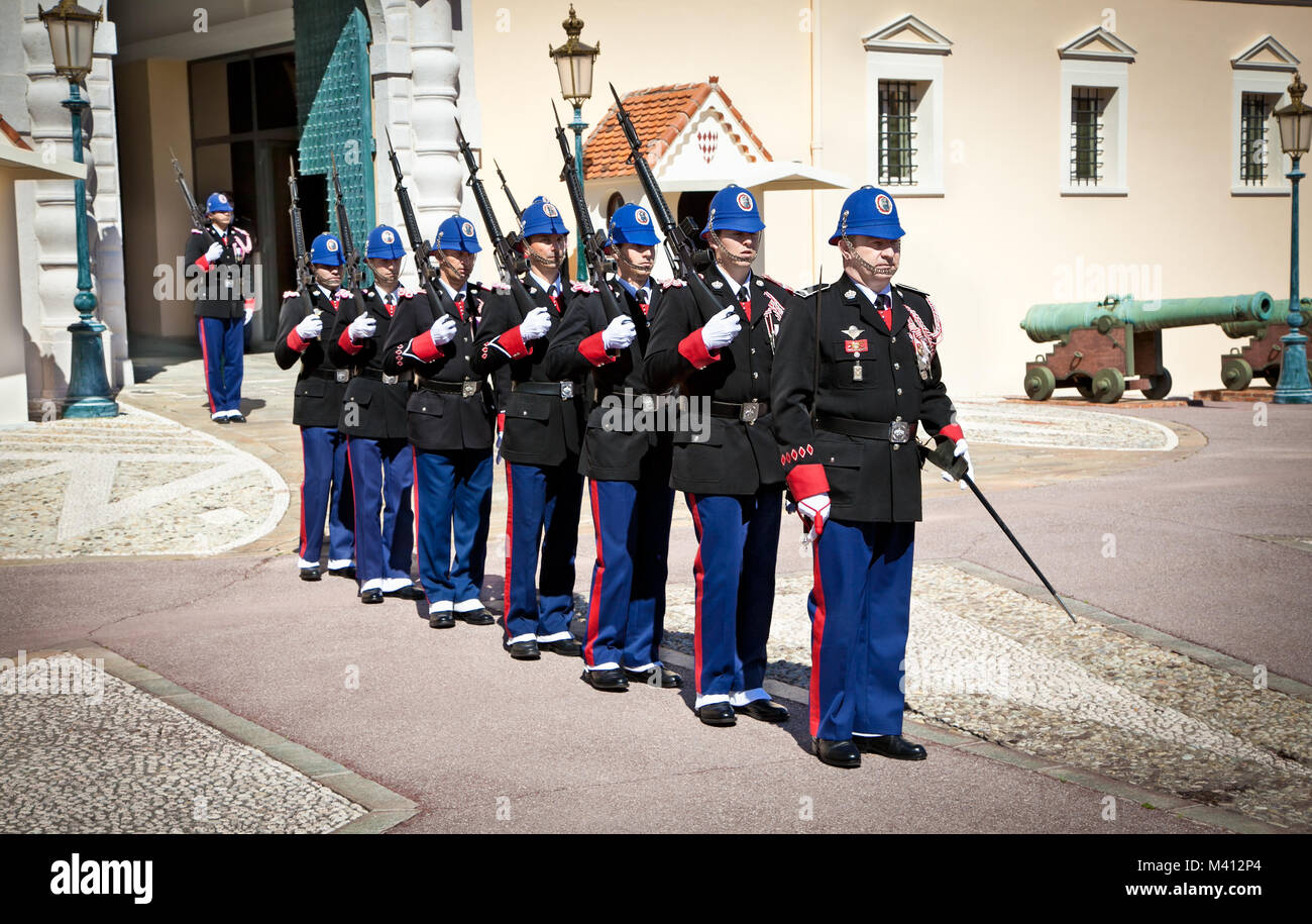 MONACO - MARCH 23: The military force performing the Change of Guard ...