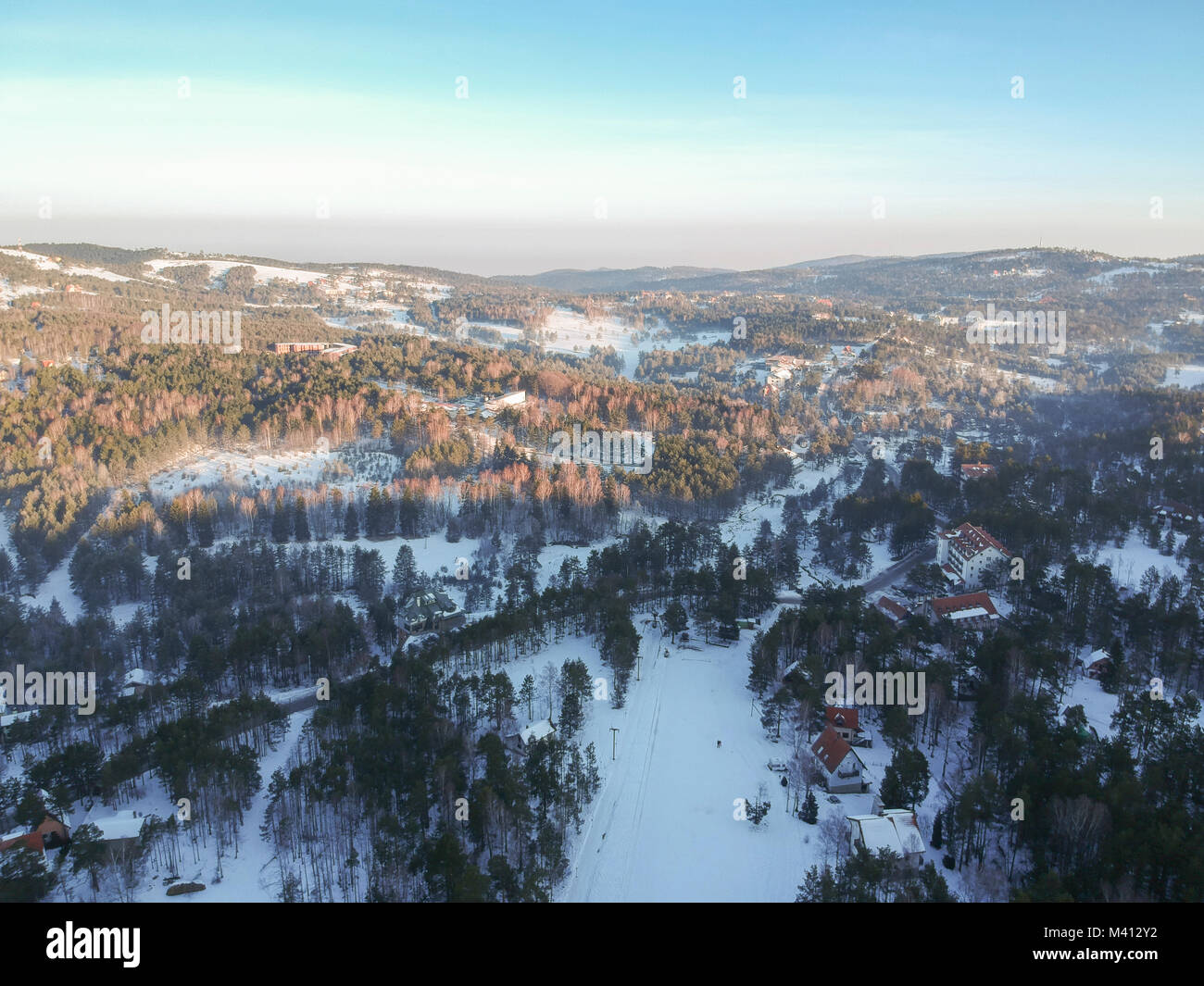 Aerial view at Divcibare, Serbia at winter time Stock Photo - Alamy