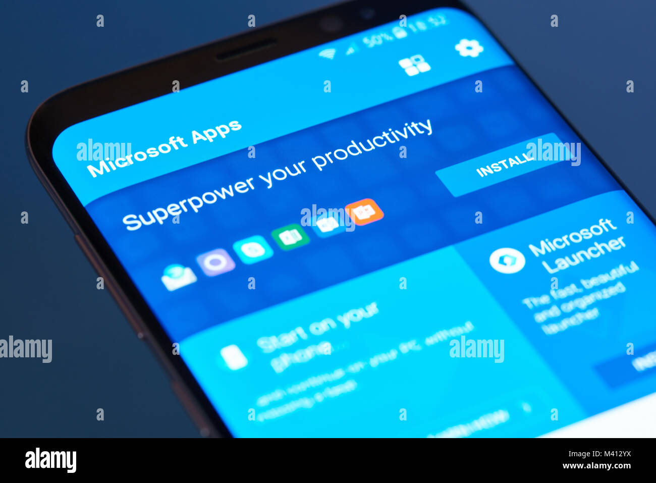 New york, USA - February 13, 2018: Microsoft apps moblie menu ...