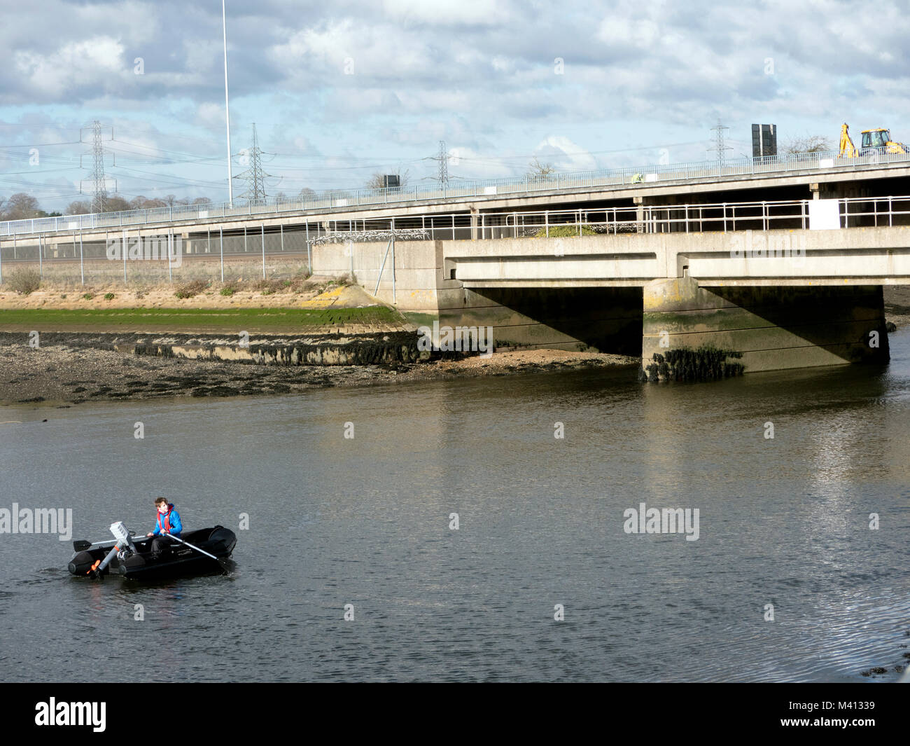 Redbridge Causeway over the River Test, Southampton Water, Hampshire ...
