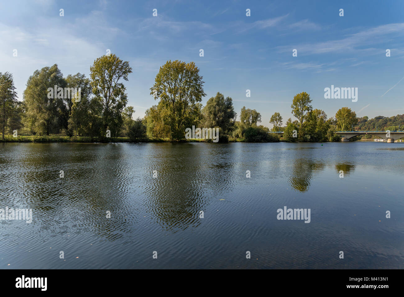 A walk on the banks of the River Ruhr near Muelheim, Ruhr Area, North ...