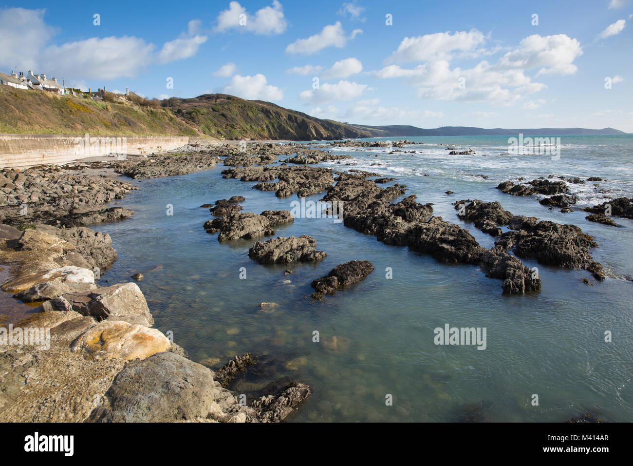 Portwrinkle Cornwall England UK coast view with clear sea Stock Photo ...