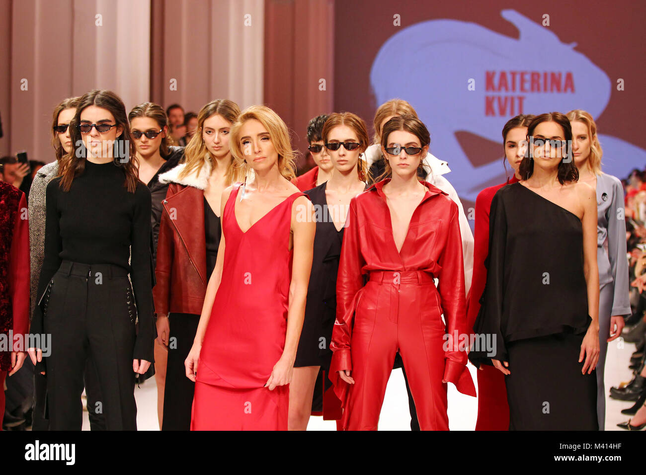 KYIV, UKRAINE - FEBRUARY 5, 2018: Models walk the runway at Katerina ...