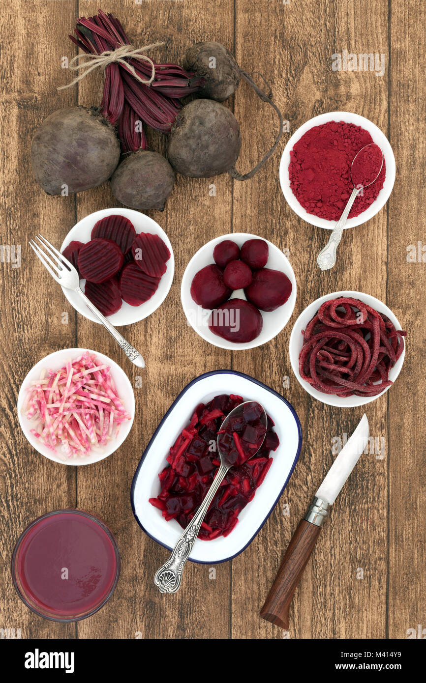 Beetroot vegetable healthy food selection with juice, fresh, powder ...