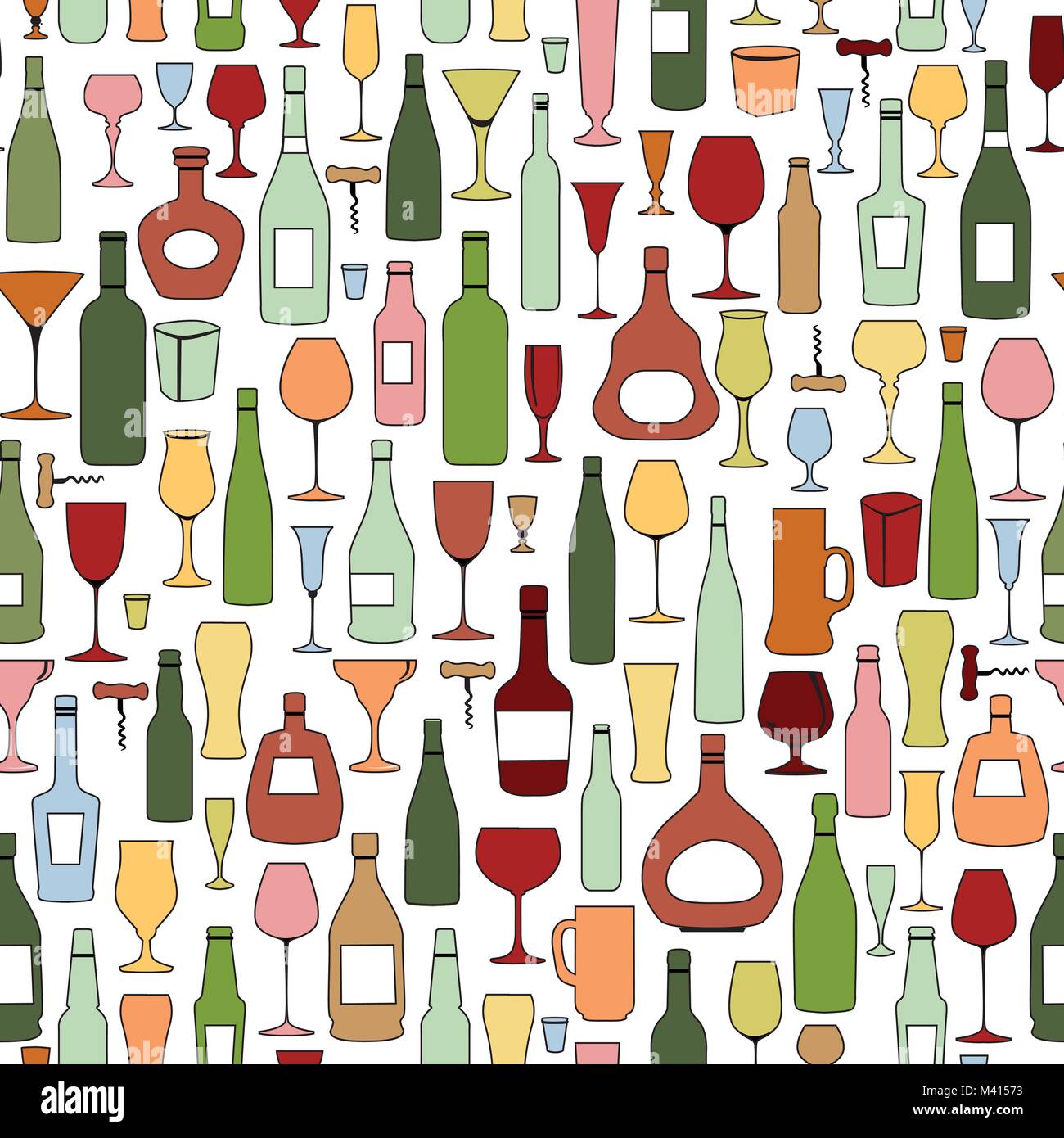 Wine bottle and wine glass seamless pattern. Drink wine bar tile ...
