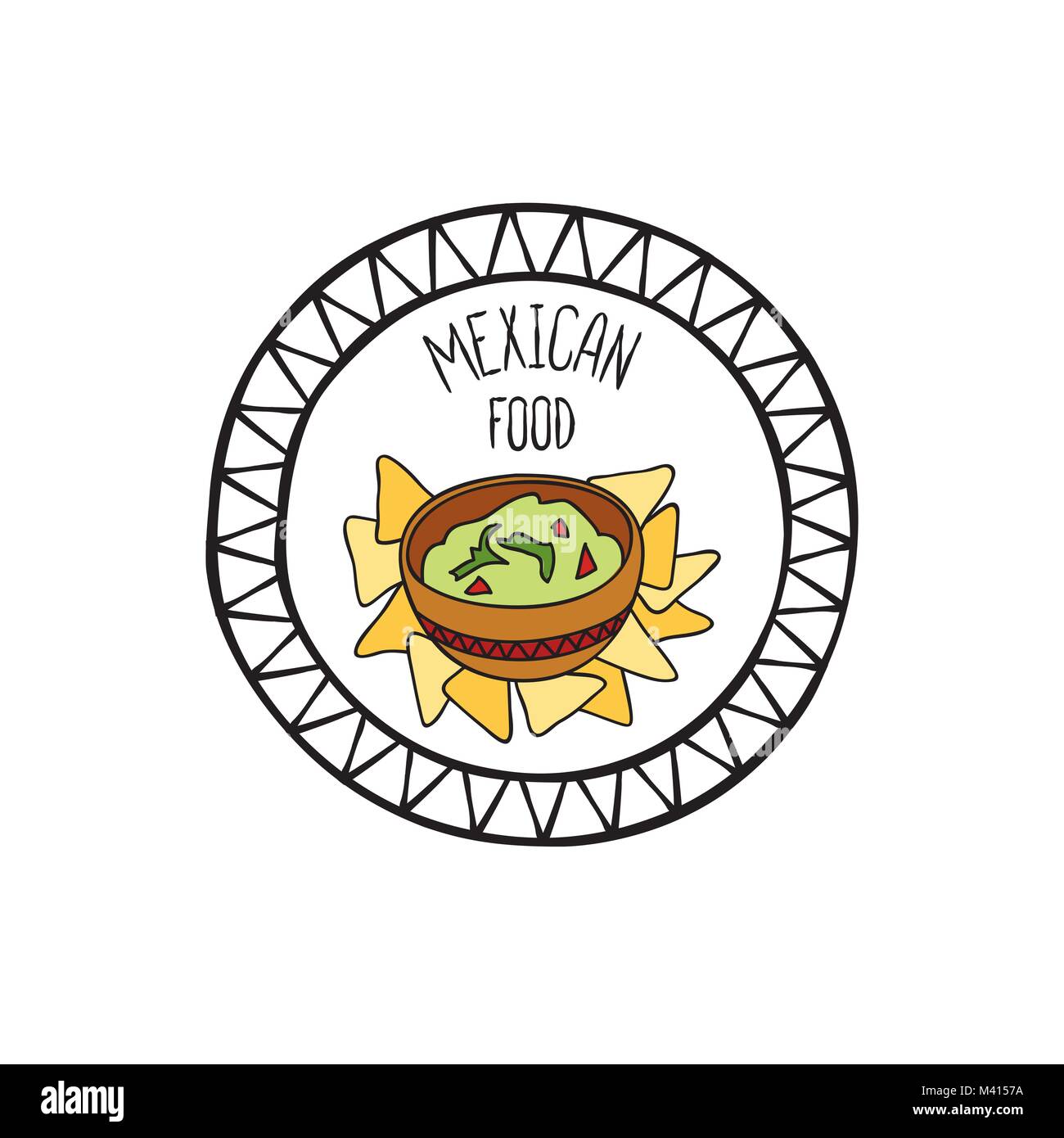 Mexican food symbol. Traditional cuisine set. Mexican dish doodles sign ...