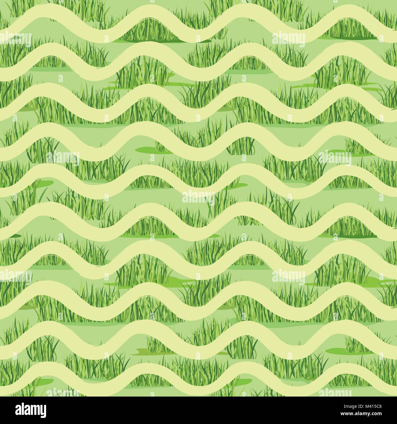 Abstract wave grass lush seamless pattern. Summer holiday background ...