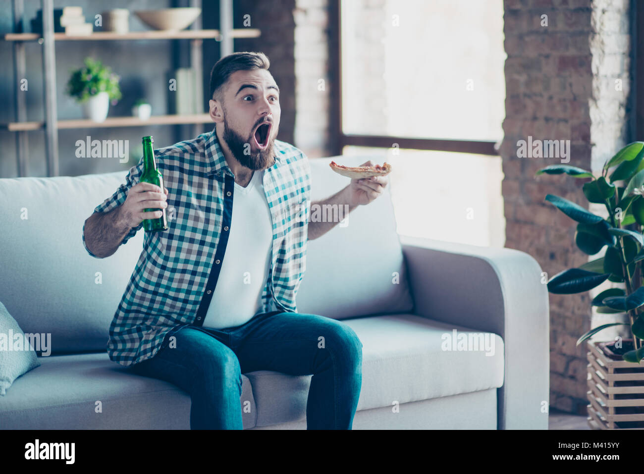 Omg! Goal! Crazy funny happy excited astonished amazed guy clothed in ...