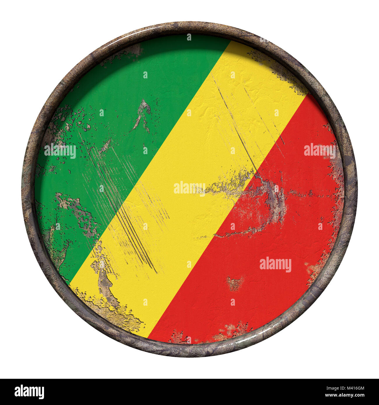 3d rendering of a Republic of Congo flag over a rusty metallic plate ...