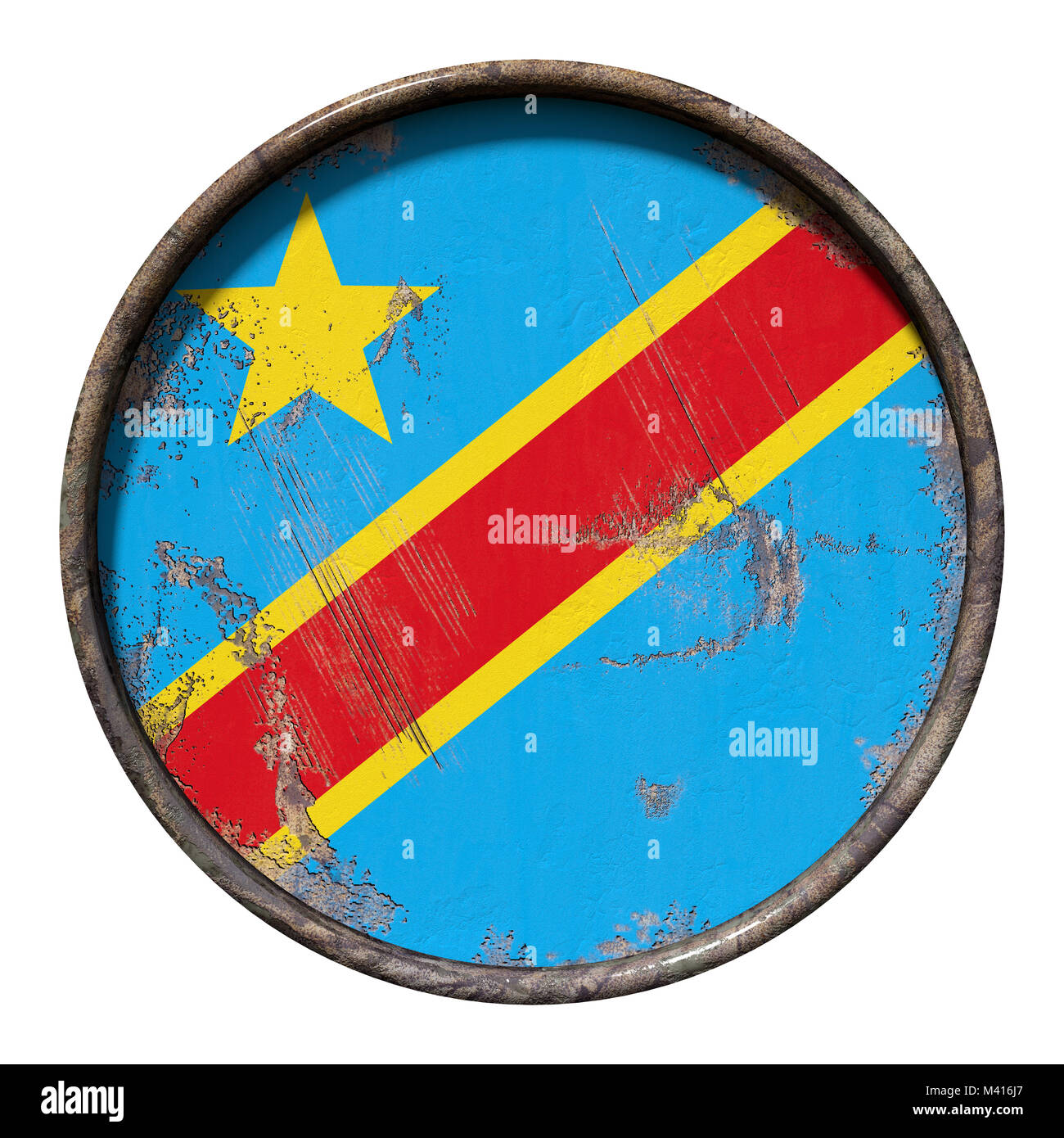 3d rendering of a Democratic Republic of Congo flag over a rusty ...