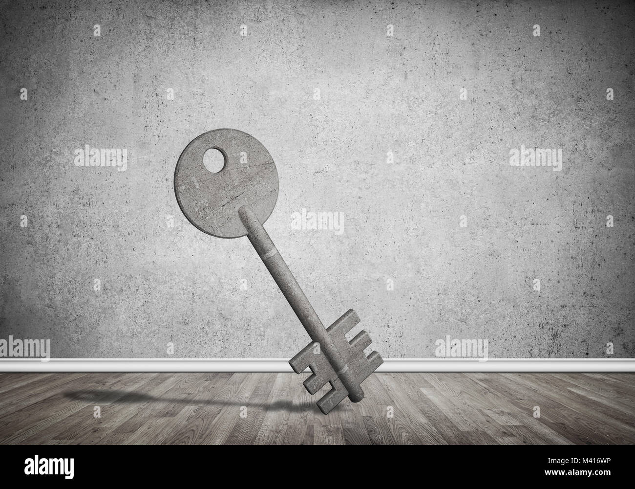 Conceptual background image of concrete key sign in room with wo Stock ...