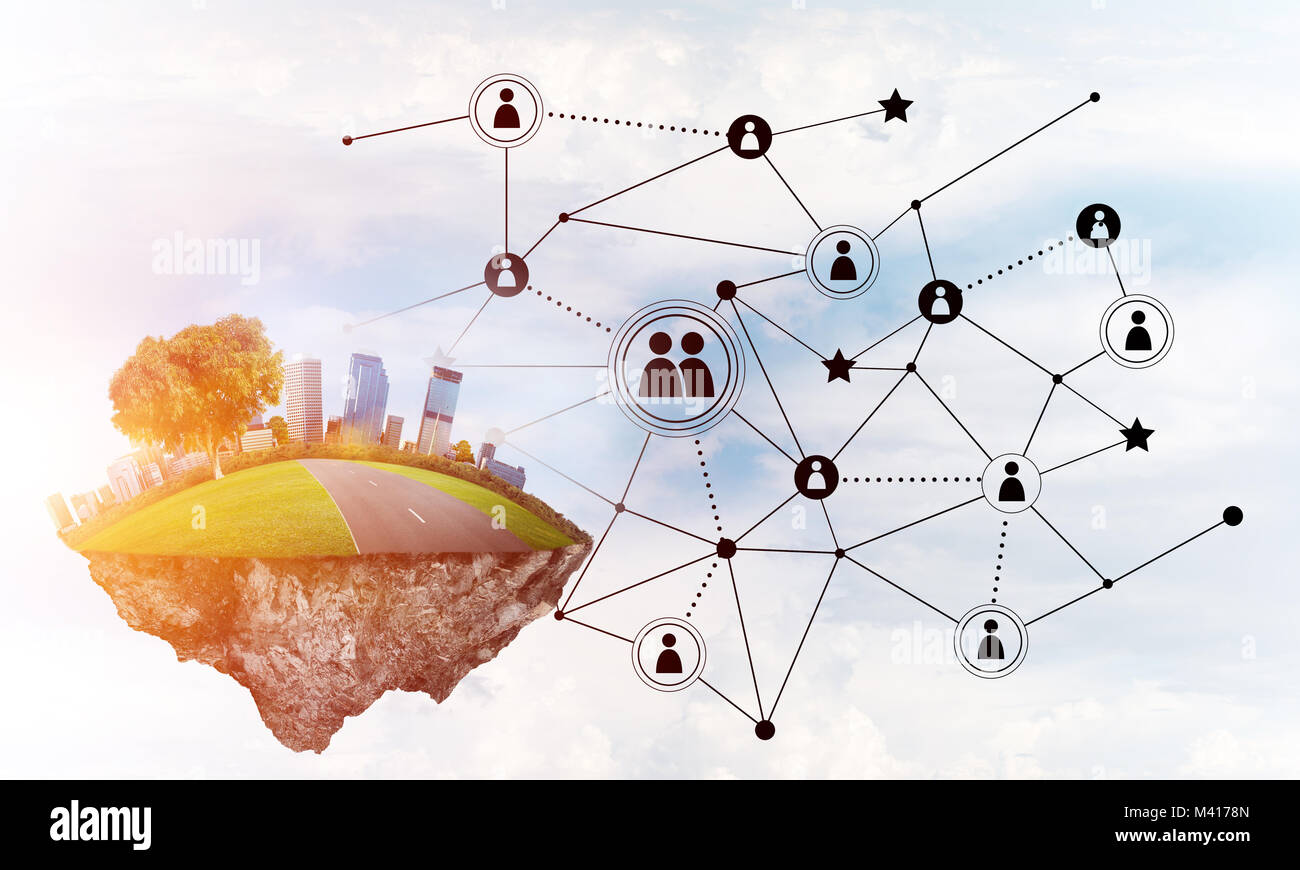 Concept of modern networking technologies and eco green construction ...