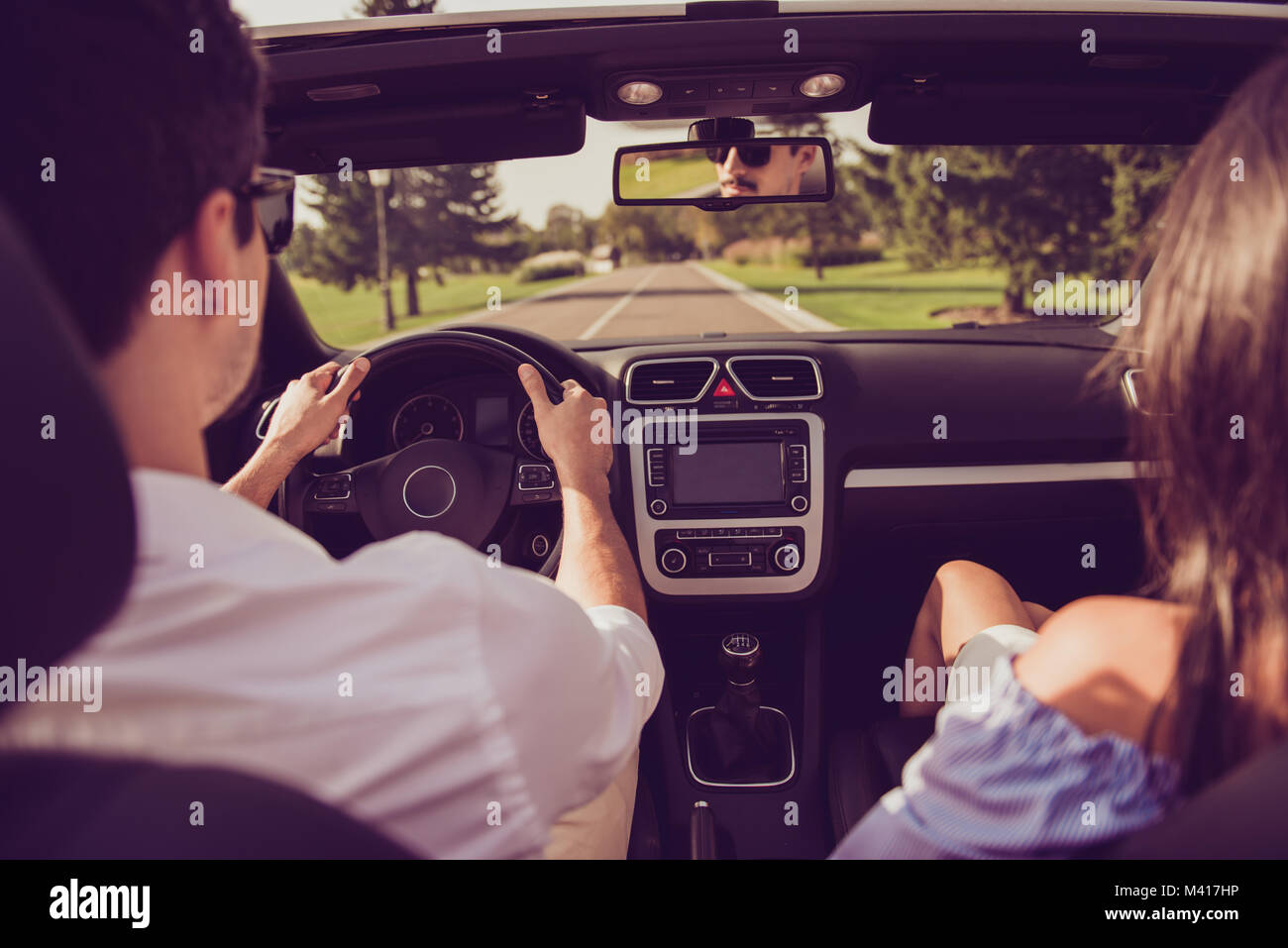 Woman convertible on road trip back hi-res stock photography and images ...