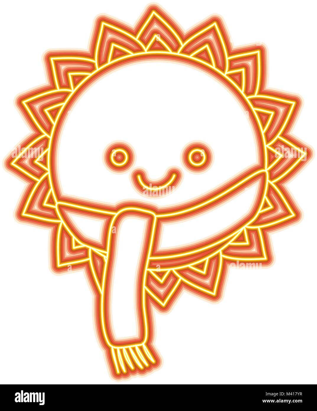 cute smiling sun cartoon character with scarf Stock Vector Image & Art ...