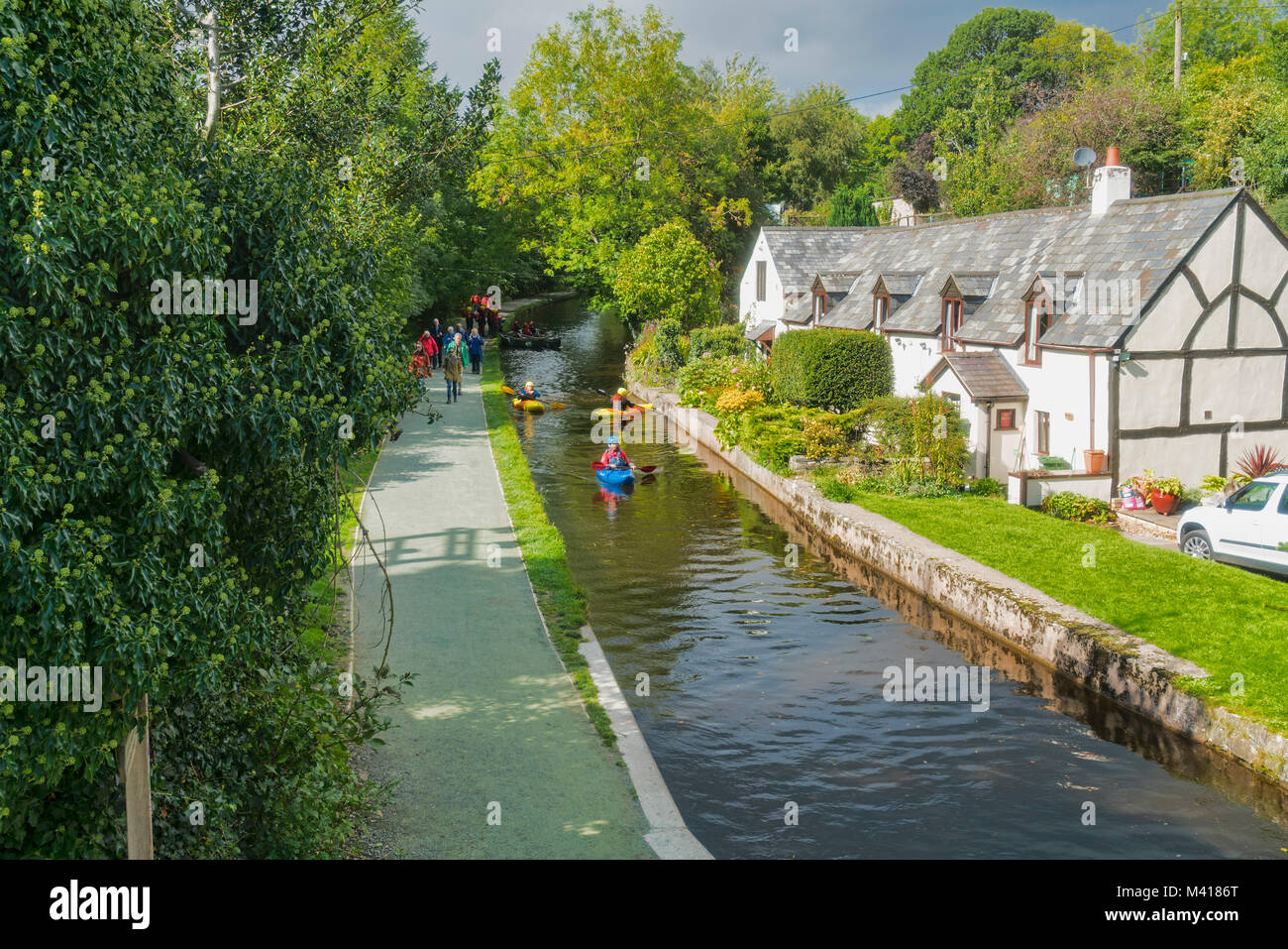Llangollen canal, canoes, Denbighshire, Wales, UK Stock Photo - Alamy