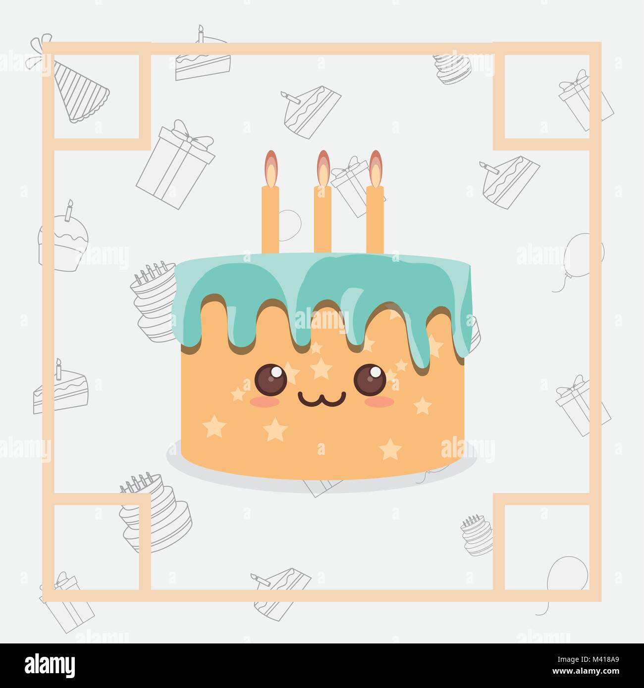 Kawaii birthday cake icon Stock Vector Image & Art - Alamy
