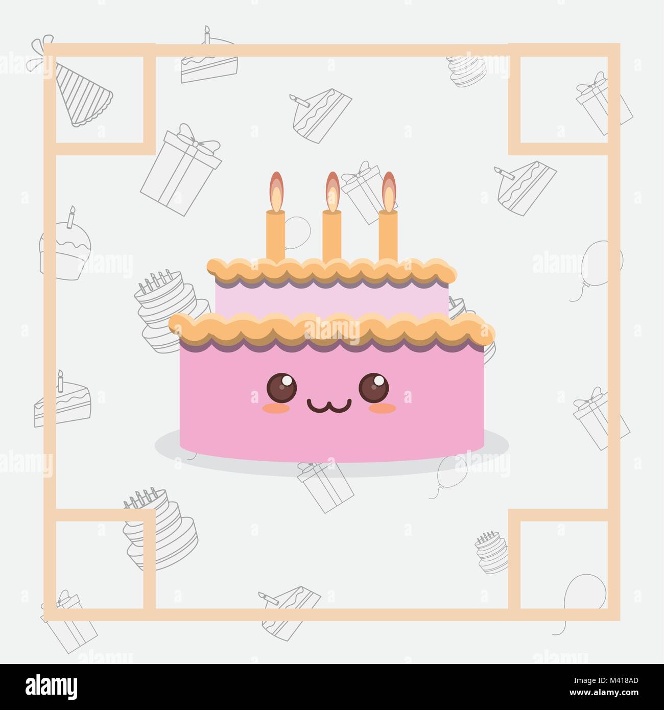 Kawaii birthday cake icon Stock Vector Image & Art - Alamy