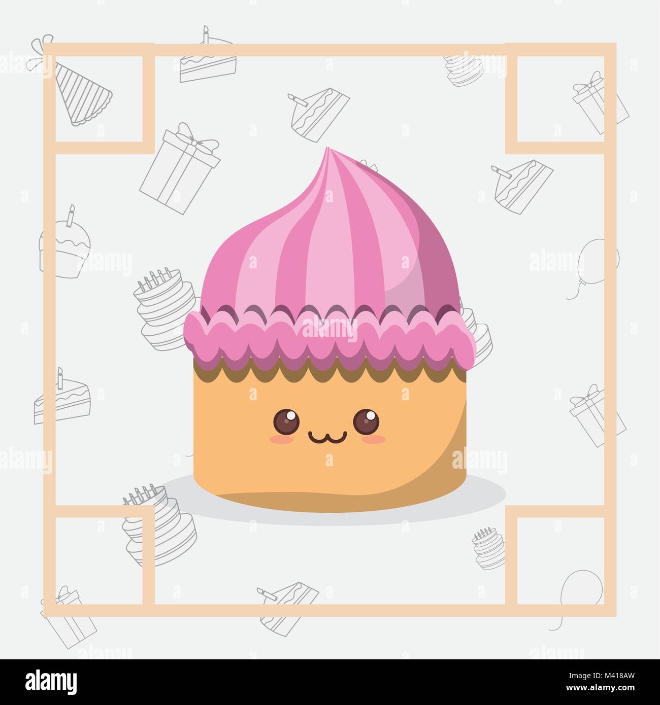 Kawaii birthday cake icon Stock Vector Image & Art - Alamy