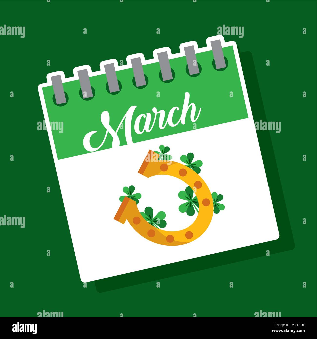march calendar gold horseshoe clover st patricks day Stock Vector Image ...