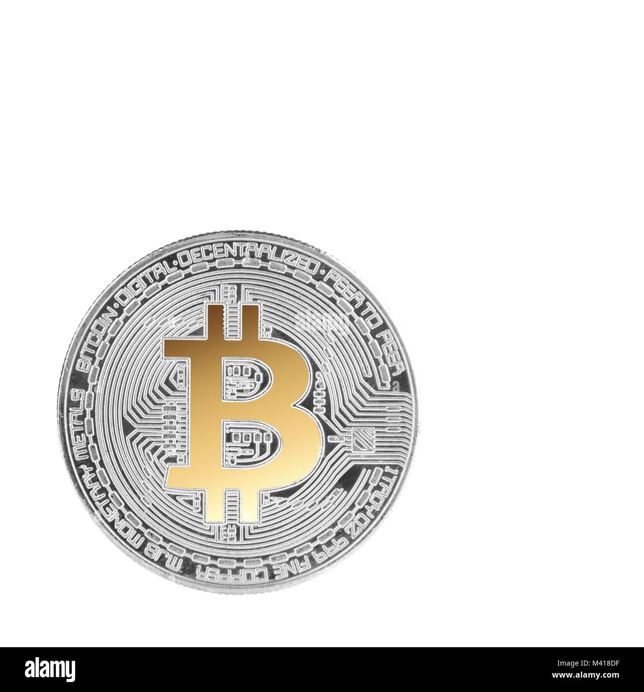 Silver bitcoin isolated, blockchain crypto-currency investment Stock ...