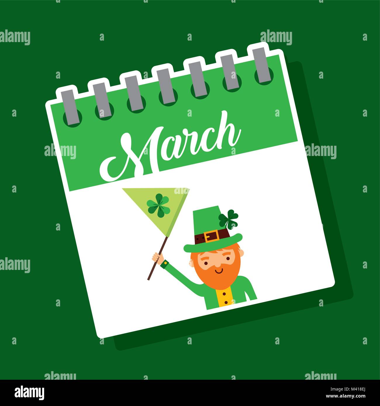 march calendar leprechaun with flag st patricks party Stock Vector ...