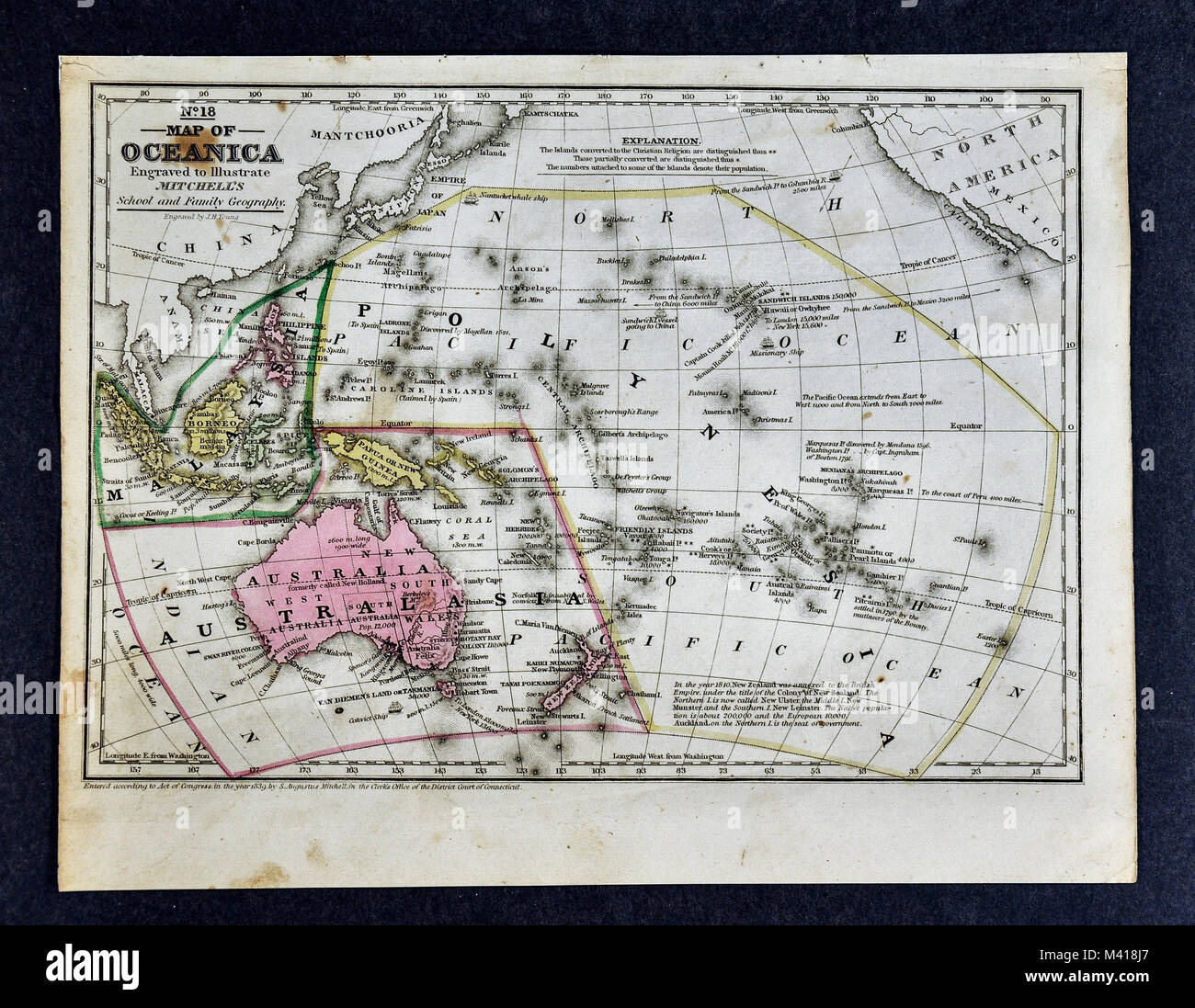 1839 Mitchell Map - Oceania - Australia New Zealand South Pacific East ...