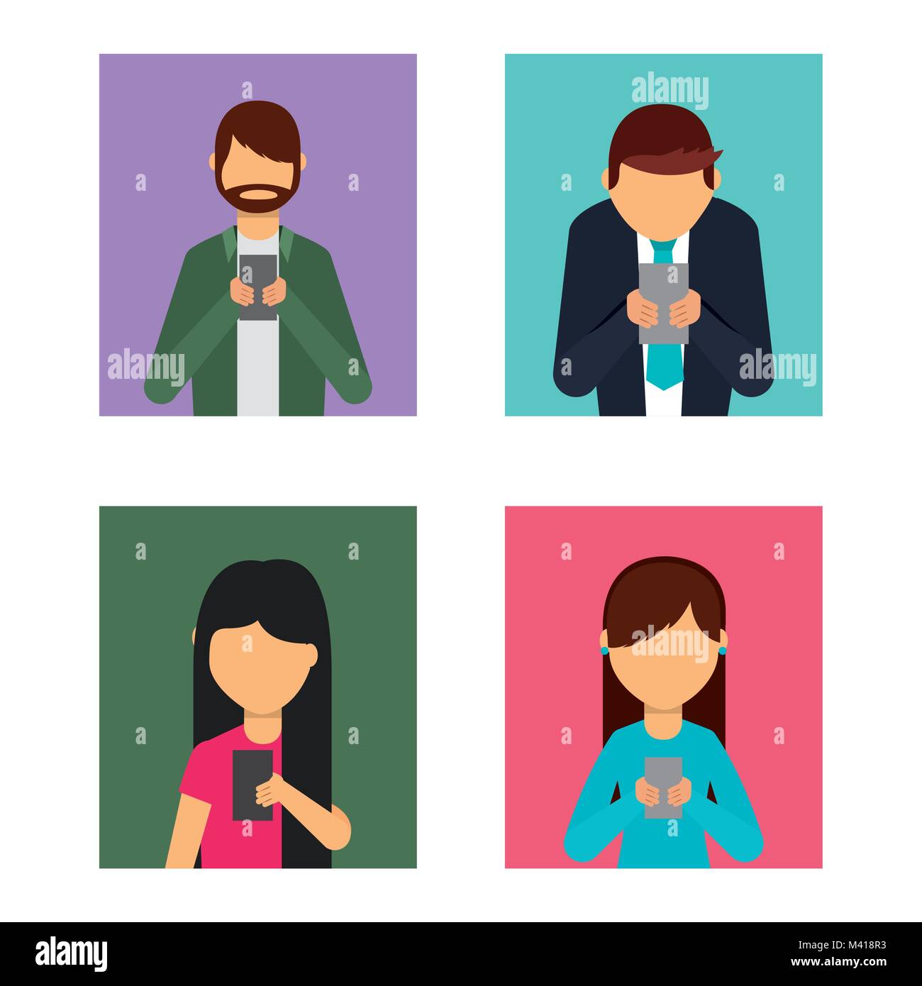 set of people using mobile phone avatars Stock Vector Image & Art - Alamy
