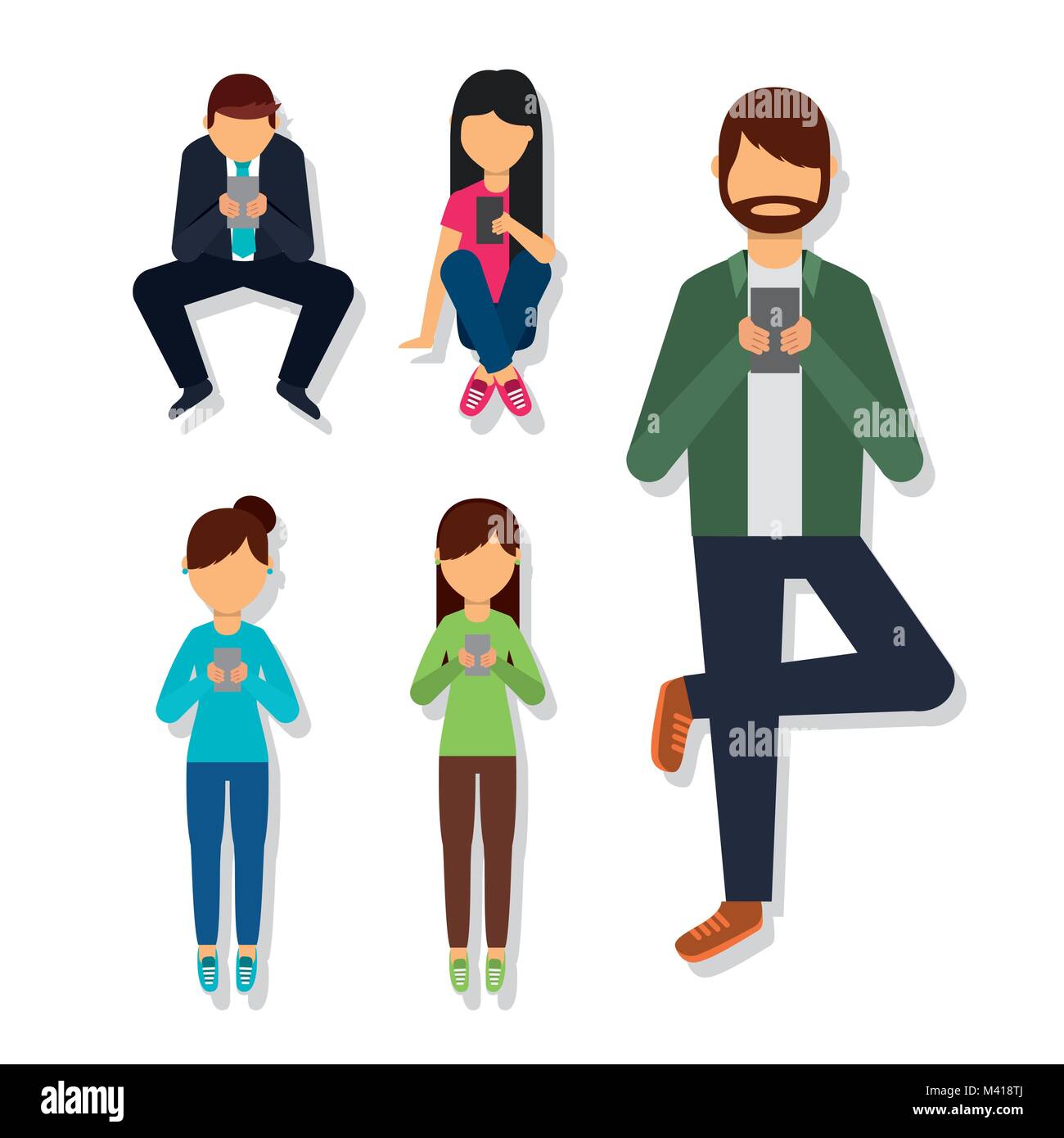 Cartoon female character poses happy woman in different poses Cut Out ...