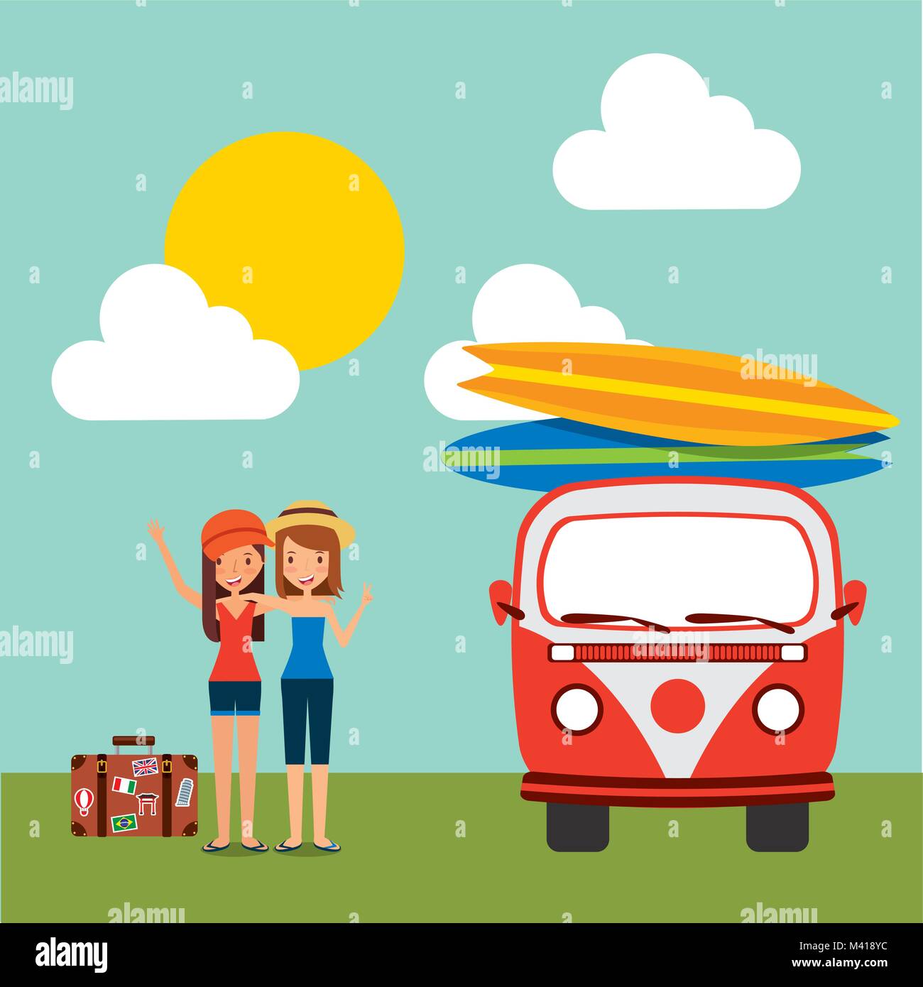 Car driving woman traveler Stock Vector Images - Alamy
