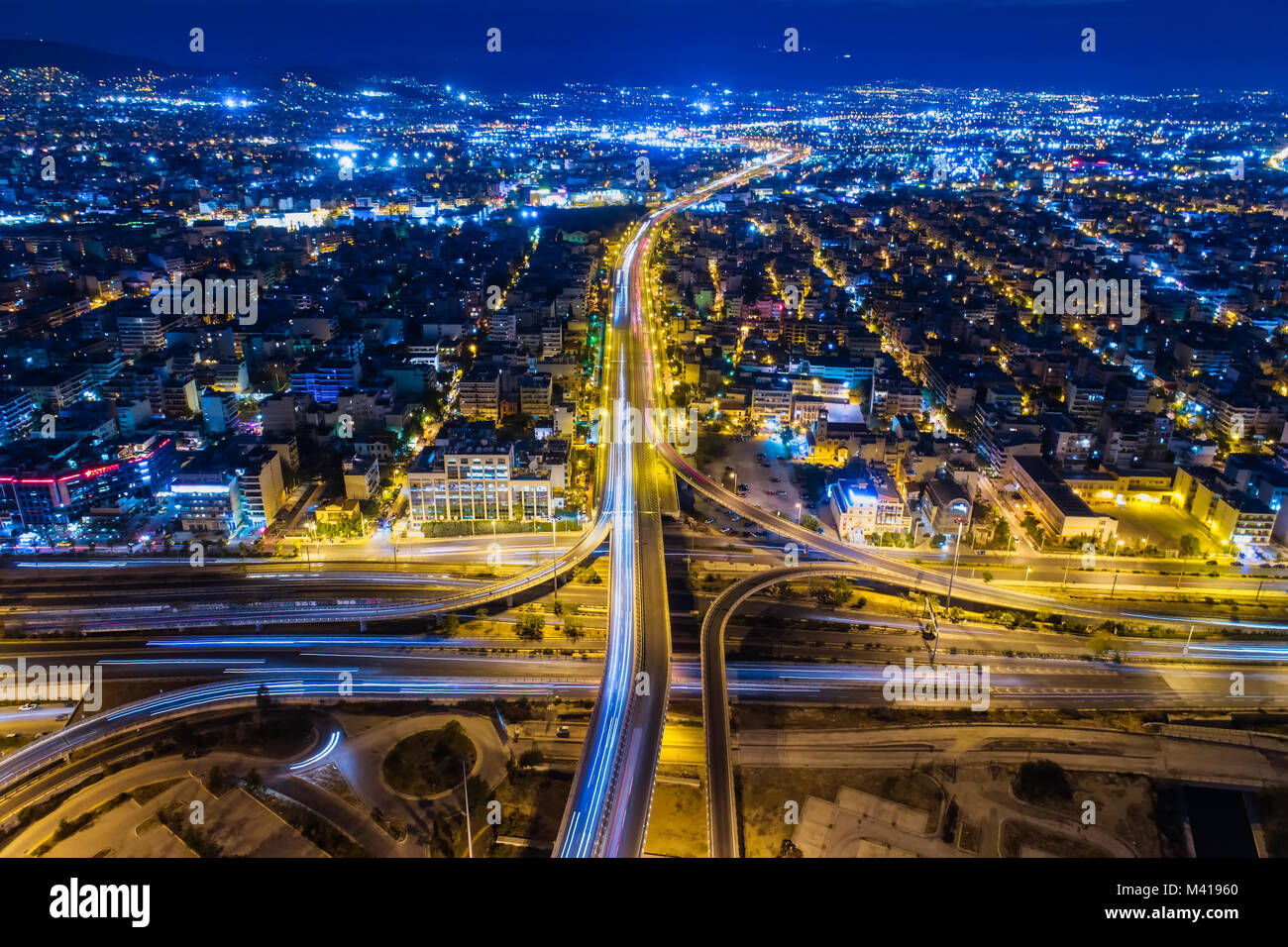 Aerial view of high speed road in the of Athens city, Greece Stock ...
