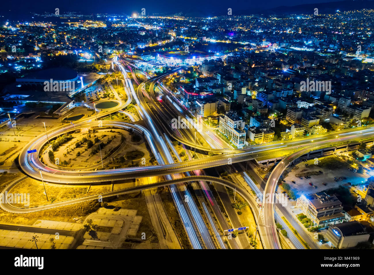 Road curves lights aerial hi-res stock photography and images - Alamy