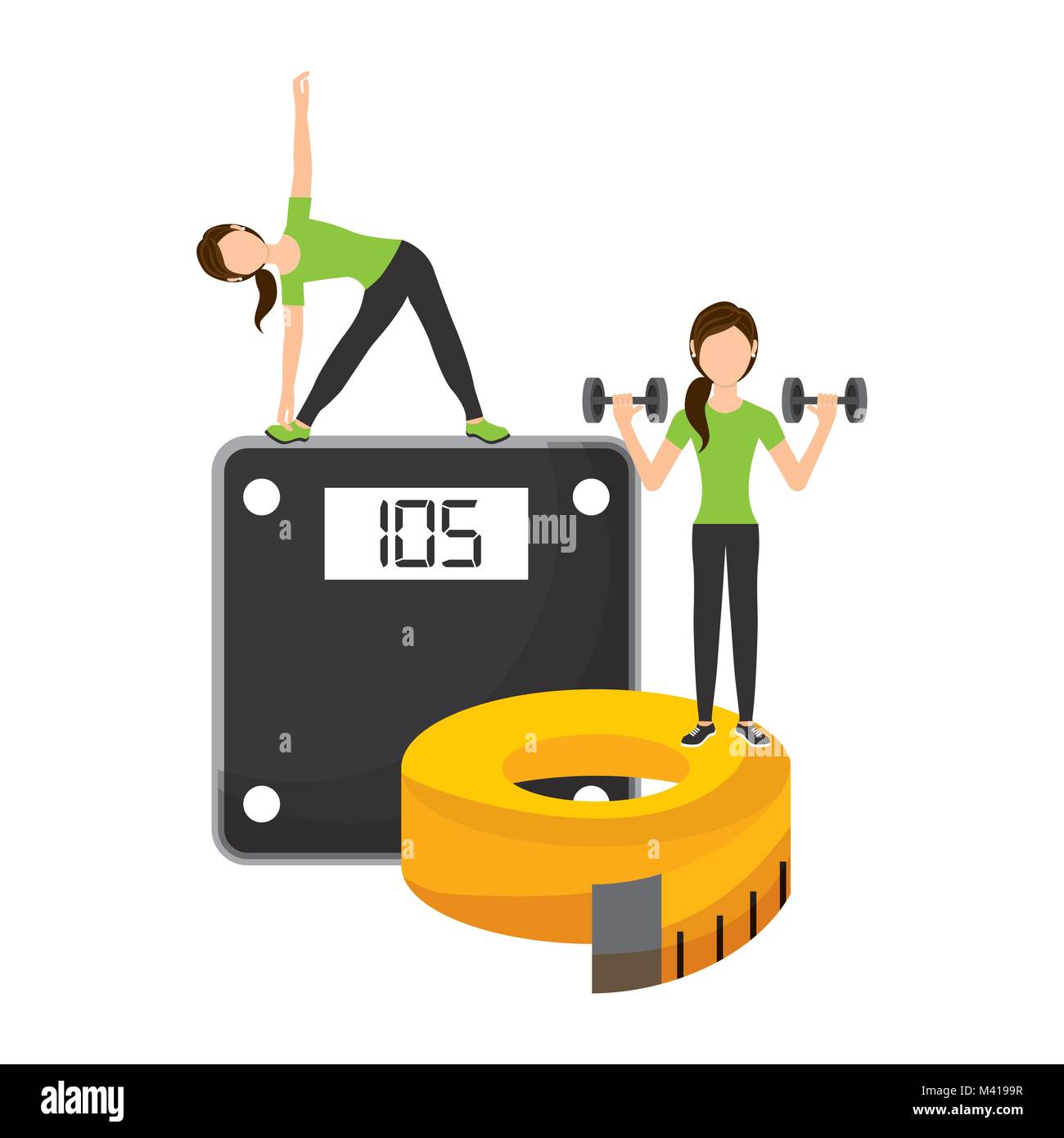 Beautiful woman measuring her waist Stock Vector Images - Alamy