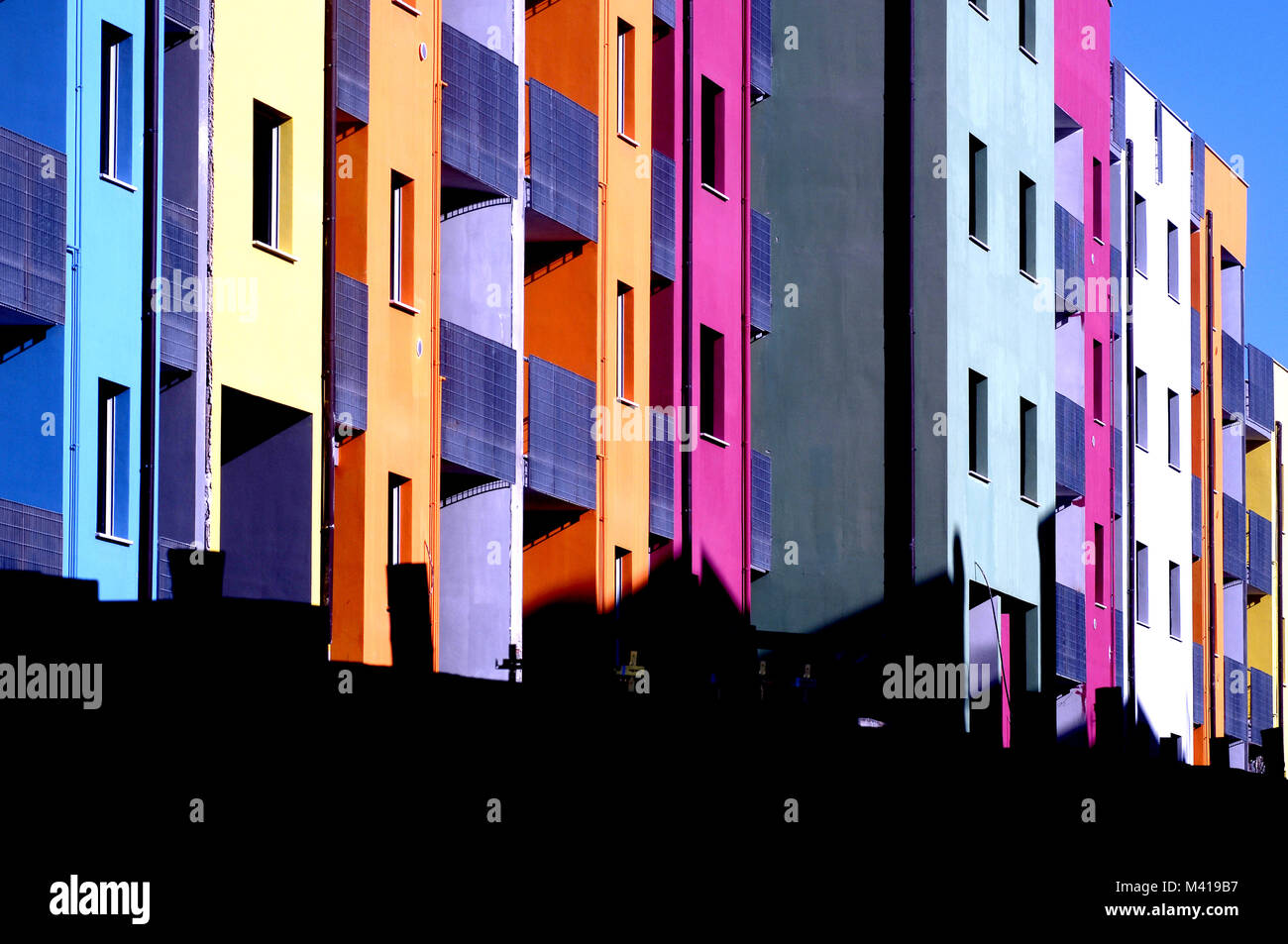 Colors and residential architecture in Rome, suburban district, social ...