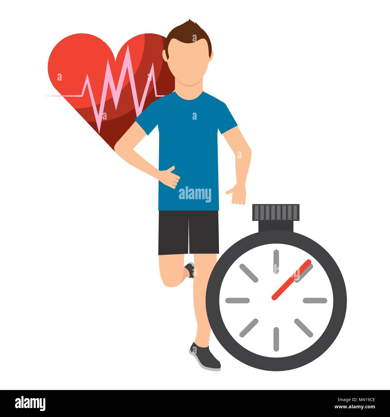 sport man running monitoring heart stopwatch Stock Vector Image & Art ...