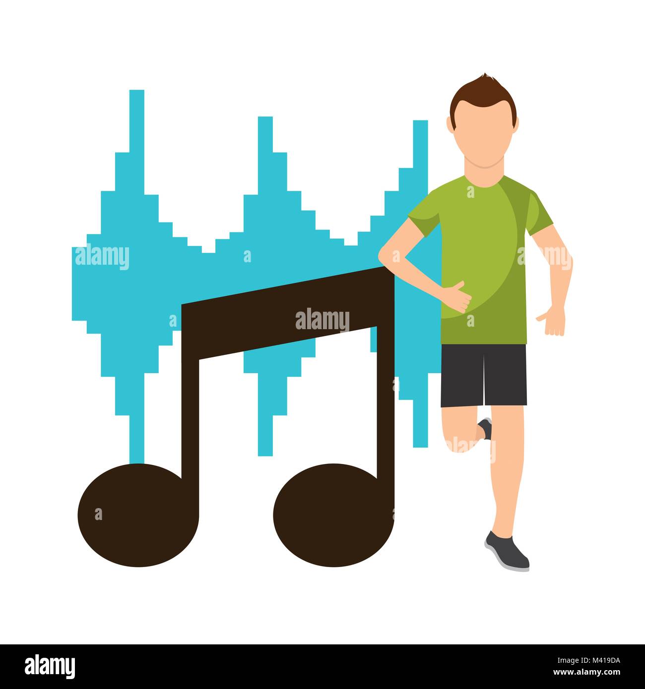 sport man running in front note musical equalizer Stock Vector Image ...