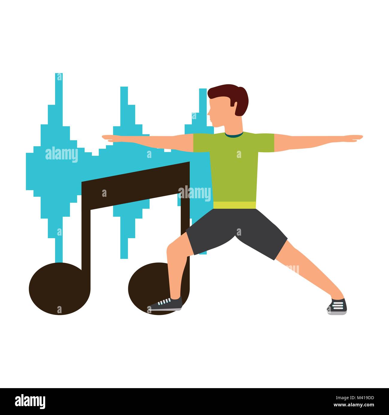 sport man physical stretching musical equalizer Stock Vector Image ...