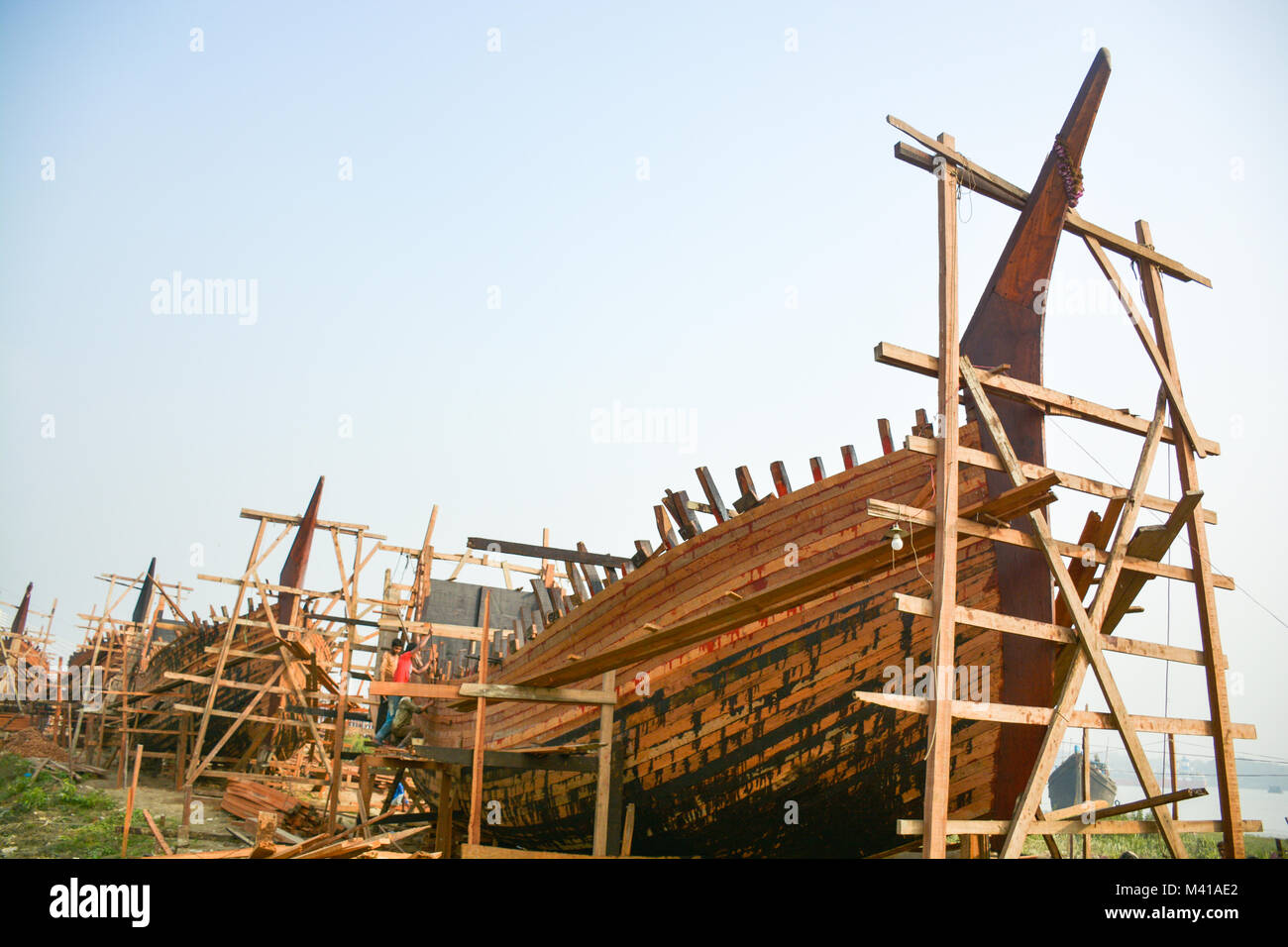 Making wooden boat Stock Photo - Alamy