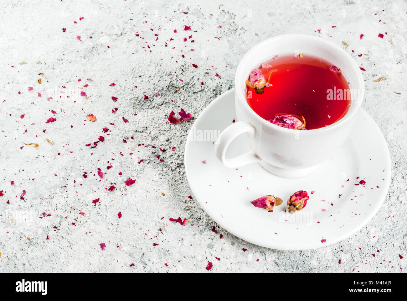 Arab, middle eastern food. Herbal tea with rose buds, copy space Stock ...